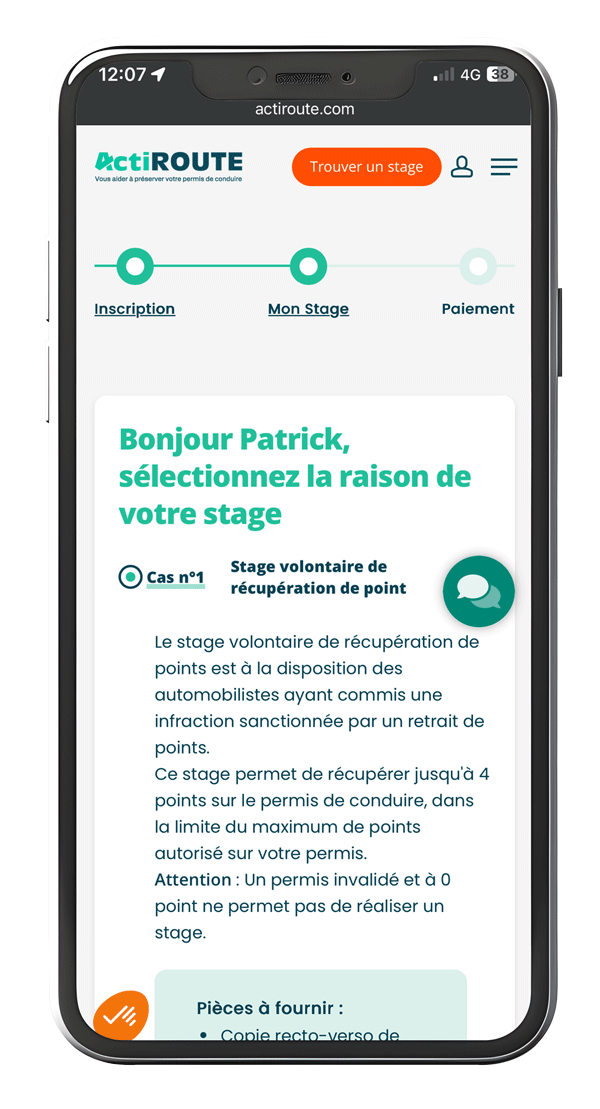Stage volontaire de récupération de points
